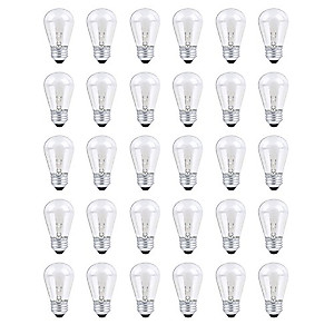 30 Pack S14 Outdoor String Light Bulbs Set orange, 120V 11W Clear Outdoor Patio Vintage Light Shatterproof Bulbs