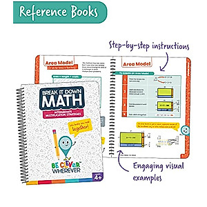 Be Clever Wherever Grade 4 Math Kit, 4th & 5th Grade Math Tool Kit, Intermediate Multiplication Strategies, Intermediate Division Strategies, and Intermediate Fractions Math Reference Books (17 Pc)