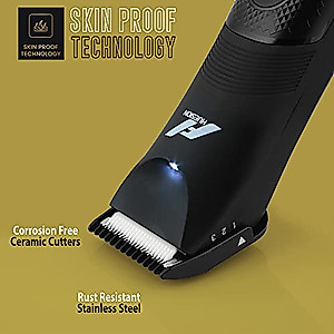 Fhuesion Electric Groin & Pubic Hair Trimmer for Men, Ball Shaver w/Light, Body Groomer Replaceable Ceramic Blade, Male Razor Waterproof Wet/Dry, USB Charging