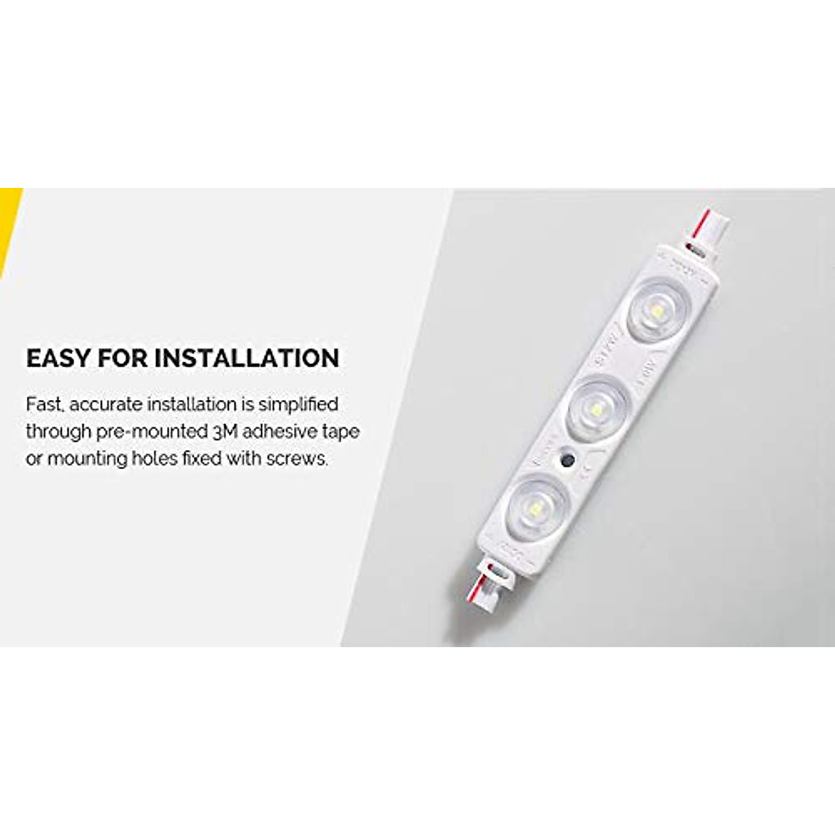 MELDIKISO LED Module, White Light for Window, Storefront Decoration, SMD 116ft 2835 Waterproof, 3 LED Chips, 1W, DC12V, IP65, Beam Angle 160°, Bulk for Channel Letter Light Box Signs (50PC)