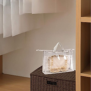 Regilt 3 PCS Transparent Handbag Storage Organizer Space-Saving Dust Cover Bag Dust-Proof Purse Storage Bag with Zipper and Handle (Grey, 3)