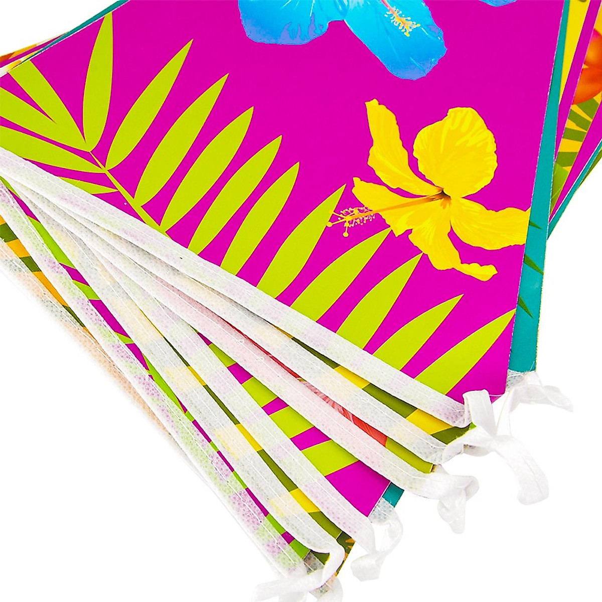 FEPITO 2 Pack Hawaiian Bunting Banners Luau Tropical Bunting 6 Meters for Summer Luau Tiki Beach Party Decorations