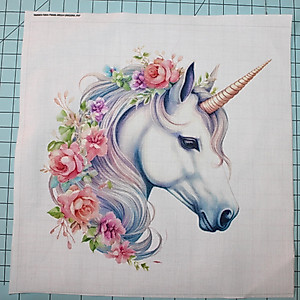 Fabric Panel 8"x8" Unicorn 100% Cotton Quilting Panel Square AM314