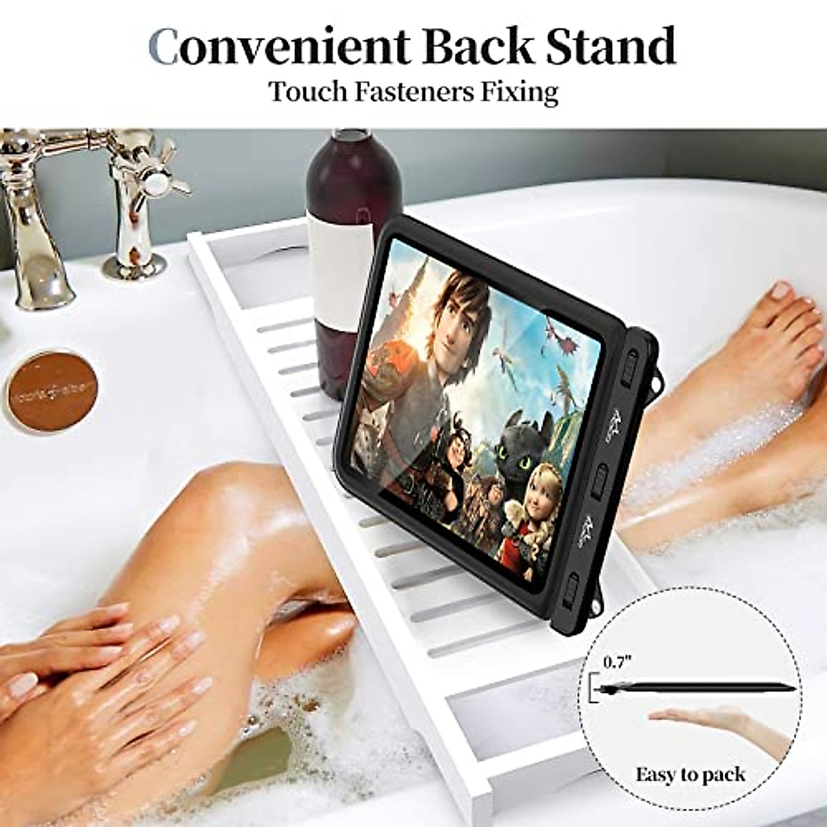 MoKo Waterproof Tablet Case Compatible with Fire HD 10, iPad 10th, iPad Pro 11 2022, iPad Air 5/4/3/2, iPad 10.2/9, Galaxy Tab S6/S7, Tab A 10.1, Stand Holder Dry Bag for Bathroom Kitchen Stand Pouch