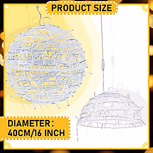 4 Pcs 16'' Christmas Outdoor Light Balls Hanging Tree Globe Lights LED Garden Tree Lights Rattan Lighted Sphere Balls Waterproof Lighted Globe Light for Tree Outdoor Indoor Party Yard Lawn Porch Decor