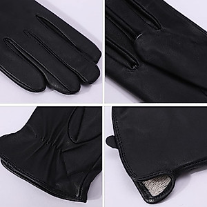 MGGMOKAY Womens Touchscreen Nappa Lambskin Leather Gloves(100% Cashmere Lining),BLack,Medium