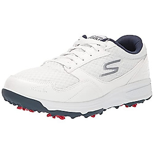 Skechers Men's Torque Sport Fairway Relaxed Fit Spiked Golf Shoe, White/Navy, 9.5