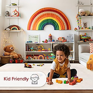 nuLOOM Loni Solid 8x10 Machine Washable Shag Area Rug for Living Room Bedroom Dining Room Nursery, White/Ivory