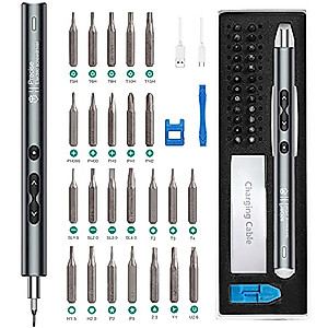 KeeKit Precision Electric Screwdriver, 28 in 1 Portable Power Screwdriver with 24 Bits, Rechargeable Repair Tool Kits with USB Charging, 3 LED Light for Phones, Camera, Laptop