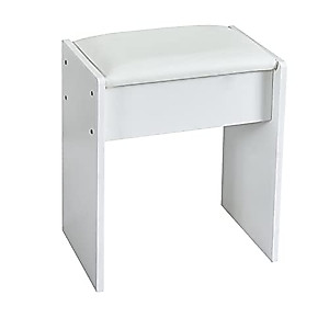 Buildonely Hollywood Vanity Table with Dimmable Switch, Dressing Table Set with Lighted Mirror and Cushioned Chair. Large Storage Capacity White Vanity Set 3 Color Setting for Makeup