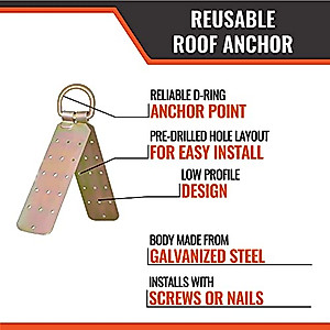 Malta Dynamics Reusable Roof Anchor with Included Fasteners, Easy to Install for Roof Safety, OSHA/ANSI Compliant, Butterfly Anchor Point (1)