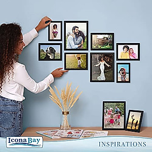 Icona Bay 5x7 Picture Frames (Black, 6 Pack), Beautifully Detailed Molding, Contemporary Picture Frame Set, Wall Mount or Table Top, Inspirations Collection