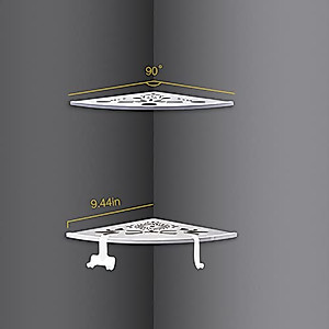 UNI-DRAIN Shower Corner Shelves with Robe Hook and Razor Holder, 2 PCS Pack in Stainless Steel and Anti-Fingerpint Coated.