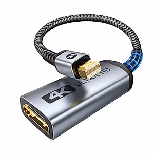 Warrky 4K Mini DisplayPort to HDMI Adapter, [UHD, Gold-Plated Plug, Aluminum Case, Super Slim] Thunderbolt to HDMI Converter Compatible for MacBook Air/Pro, Surface Pro/Dock, Monitor/Projector