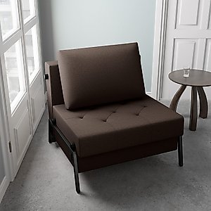 Serweet Chair Bed Sofabed for Adults Single, Convertible Folding Sofa for Living Room Bedroom Chair with Breathable Linen Fabric & Sturdy Metal Frame, Dark Brown
