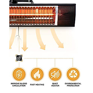 Star Patio Electric Patio Heater, Indoor/Outdoor Heater, Infrared Heater, Wall Mounted, Outdoor Heaters for Patio, Garage Heater, Space Heater, 1500W, Black, STP1580-SW