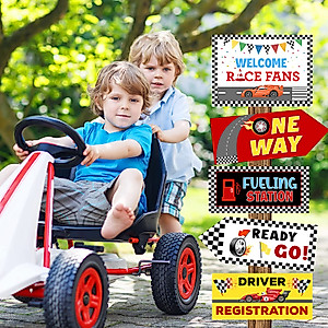 20 Pieces Race Car Party Sign Race Car Party Themed Directional Signs Funny Race Car Sign Car Cutouts Welcome Yard Outdoor Wall Sign Party Supplies Photo Props Backdrop Decoration Party Decor