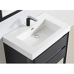 Dowell 30" Bathroom Sink,Single Bowl Vanity Basin,Rectangular Drop-In Bathroom Sink with Overflow,White-000 3018BP