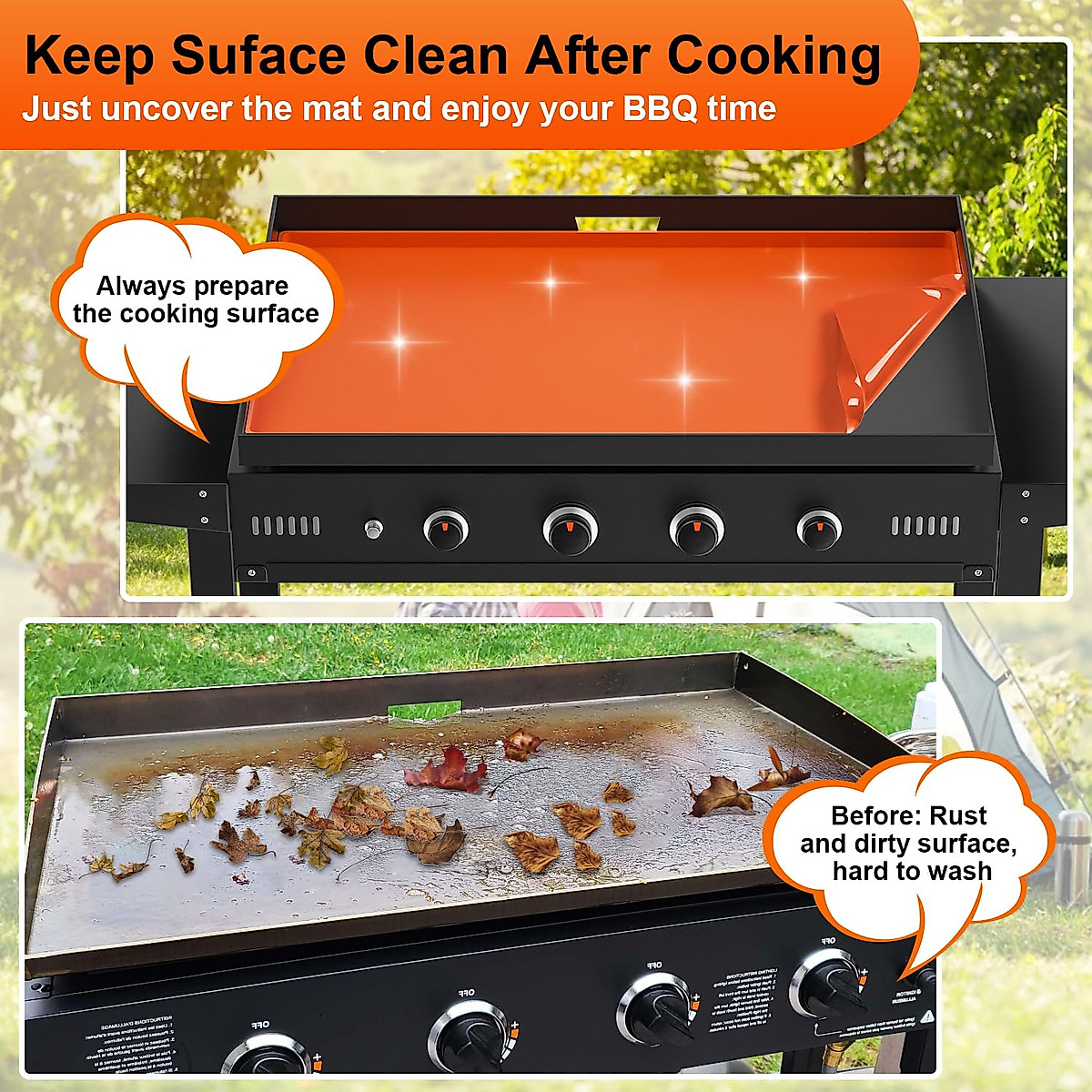 28 Inch Silicone Griddle Mat for Blackstone, Heavy Duty Food Grade Silicone Protective Griddle Cover Blackstone Griddle Accessories Heat & Cold Resistant, Prevent Rust&Dust