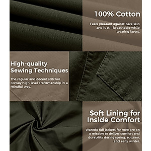 wantdo Men's Big and Tall Casual Cotton Jacket Durable Work Jacket Army Green Large