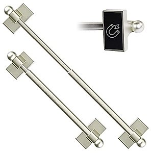Skywin Magnetic Towel Holder for Refrigerator - 2 Pack Classic Edge Style Magnetic Curtain Rods for Metal Door with Adjustable Length - Fits Towels and Easily Attachable