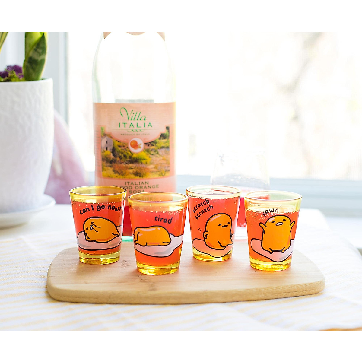 Gudetama Sleepy 1.5-Ounce Mini Glass Cups | Set Of 4