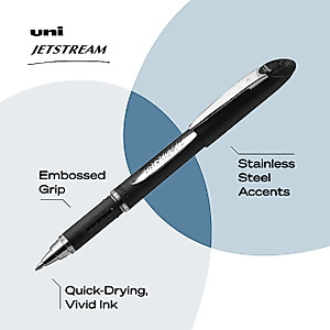 Uniball Jetstream Stick Pen 3 Pack, 1.0mm Medium Black Pens, Wirecutter Best Pen, Ballpoint Pens, Ballpoint Ink Pens | Office Supplies, Ballpoint Pen, Colored Pens, Fine Point, Smooth Writing Pens