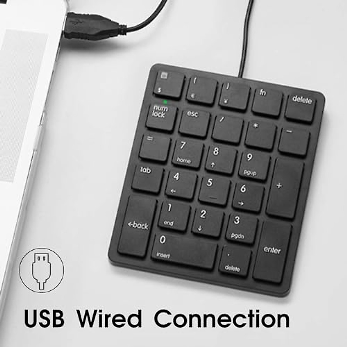 Levieny Wired Numeric Keypad for Laptop - 26 Keys USB Number Pad, Mini Slim External Magicforce Accounting Keypad for Desktop Computer PC, Surface Pro Notebook