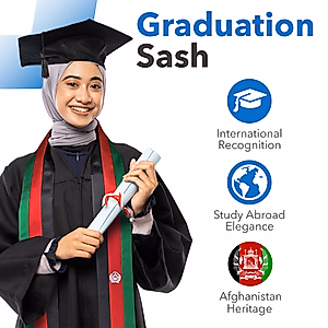 Vision Wear - Afghanistan Flag Graduation Sash - Graduation Stole - International Flag theme - Embrace Your Heritage - Afghan Flag - Pride & Honor Sash