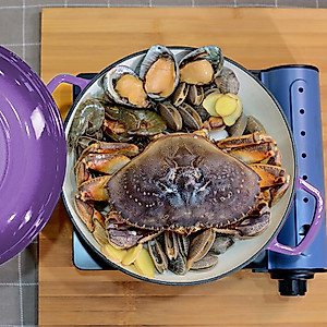 AILIBOO Enameled Cast Iron Dutch Oven,3 Quart Dutch Oven Pot with Lid, Round Dutch Oven Cast Iron Pot with Non Stick Enamel Coating for Bread Baking, Graduated Purple Dutch Oven for Kitchen