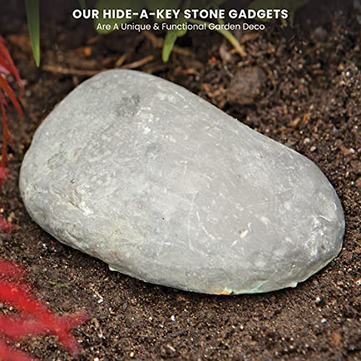 Bits and Pieces - Hide-A-Key Stone Safe Gadget - Fake Rock Spare Key Hider - Weather Resistant Yard Decorations - Decorative Garden Stones
