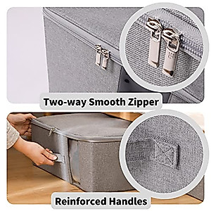 tianzong Large Capacity Foldable Storage bins with Clear Window, Blankets Clothes Comforters Organizer Container with Reinforced Handles and Sturdy Zipper lid (Grey, (L 40L)×2)