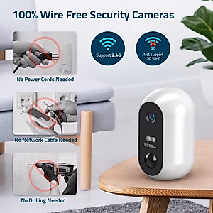Battery Security Cameras Wireless Outdoor,1080P HD Night Vision for Home Security System 5200mAh Rechargeable WiFi Video Surveillance Camera with PIR Motion Sensor,IP65,Two-Way Audio, Cloud/SD Storage