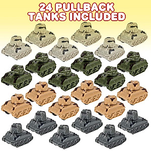 ArtCreativity Mini Pullback Tanks (Pack of 24) Fun Army Toys, Military Vehicles with Pullback Mechanism, Birthday Army Party Favors for Boys and Girls, Goodie Bag Fillers