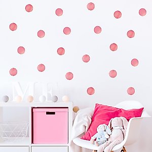 ROFARSO 120 Decals 2.2'' Pink Polka Dots Wall Decals Stickers DIY Removable Peel & Stick Wall Art Decorations Home Decor for Nursery Bedroom Living Room Playing Room