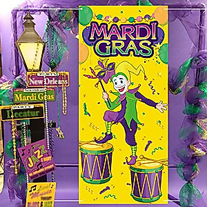 Mardi Gras Door Cover Banner Party Decoration Porch Sign Front Door Sign Mardi Gras Festival Carnival Party Decorations Photh Booth Backdrop Party Supplies Props Large Fabric 78.7 X 35.4 Inch