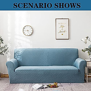 TVPFM Jacquard Stretch Sofa Slipcover, Soft Sofa Cover Sofa Slipcover Elastic Bottom Furniture Protector for Cat Dog Separate 2 Seats 3 Seater-Blue-4 Seater