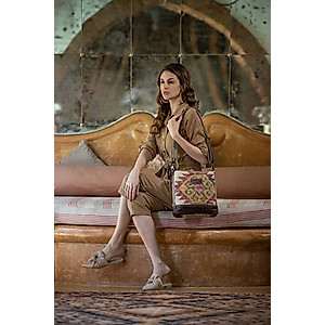 Myra Bag Sober Love Shoulder Bag Upcycled Canvas, Leather & Rug S-2217