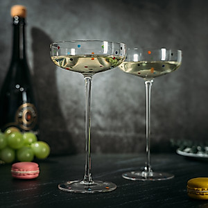 The Wine Savant Polka Dot Set of 2 Stemless Bubble Wine Glasses 18 oz Polka Dot Rainbow Glasses, Colored Wine Glasses, Bubble Glasses, Unique Tumblers Gift Idea For Everyday, Weddings, Parties