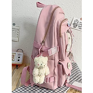 HUIHSVHA Kawaii Backpack, Aesthetic School Laptop Bag With Pin Accessories, Travel Daypack Bookbag for Teens Girls Students