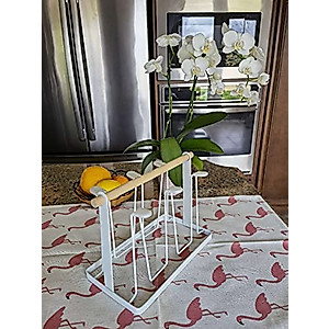 Cup Drying Rack Metal Drainer Holder Rack Cups Organizer with Wood Handle Bottle Drying Rack Dish Drying Rack