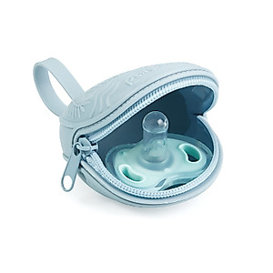 PandaEar 3 Pack Silicone Pacifier Holder Case, Portable Travel Pacifier Pouch for Newborns, BPA-Free Silicone Pacifier Storage Container for Boys & Girls (Green, Blue, Cream)