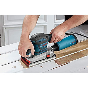 BOSCH OS50VC Electric Orbital Sander - 3.4 Amp 1/2 Inch Finishing Belt Sander Kit with Vibration Control for 4.5 Inch x 9 Inch Sheets , Blue
