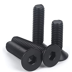 Tapping Screws,Screw Bolt,Black 304 Stainless Steel Countersunk Head Socket Head Cap Screws, M2M2.5M3M4M5M6 Flat Head Hex Socket Head Cap Screws, Small Screws,M4*6(50pcs) (Color : M5*12(20pcs))