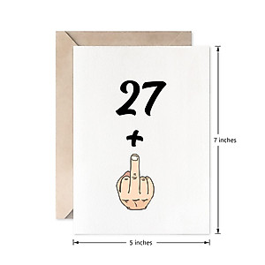 MAGJUCHE Funny 28th Birthday Card, 27+1 women Or Men Sweet 28 Years Old Birthday Gift Joke Card