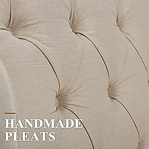 Jocisland Upholstered Bed Frame King Size Platform Bed Linen Deep Button Tufted Handmade Headboard Shell Wingback/No Box Spring Needed/Wood Slats(Beige)