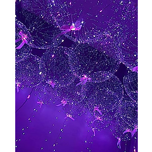 Led Balloons Light up Balloons Clear Bobo Balloons Transparent Light Balloons for Party, Birthday, Anniversary, Wedding (Purple, with battery)