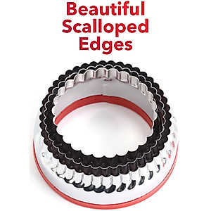 3Pcs Large Biscuit Cutter 3", 4", 5", Fluted Round Cookie Cutters for Baking, Sandwiches Cutter, Scone Cutter, Coated with Soft PVC for Protection