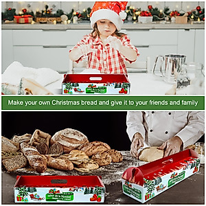 Cholemy Christmas Ham Bread Box Container 18" x 4.75" x 3" Paperboard Baking Bread Bags Non Window Bakery Bag for Holiday Packaging Gift Giving with Handle(50 Pcs)