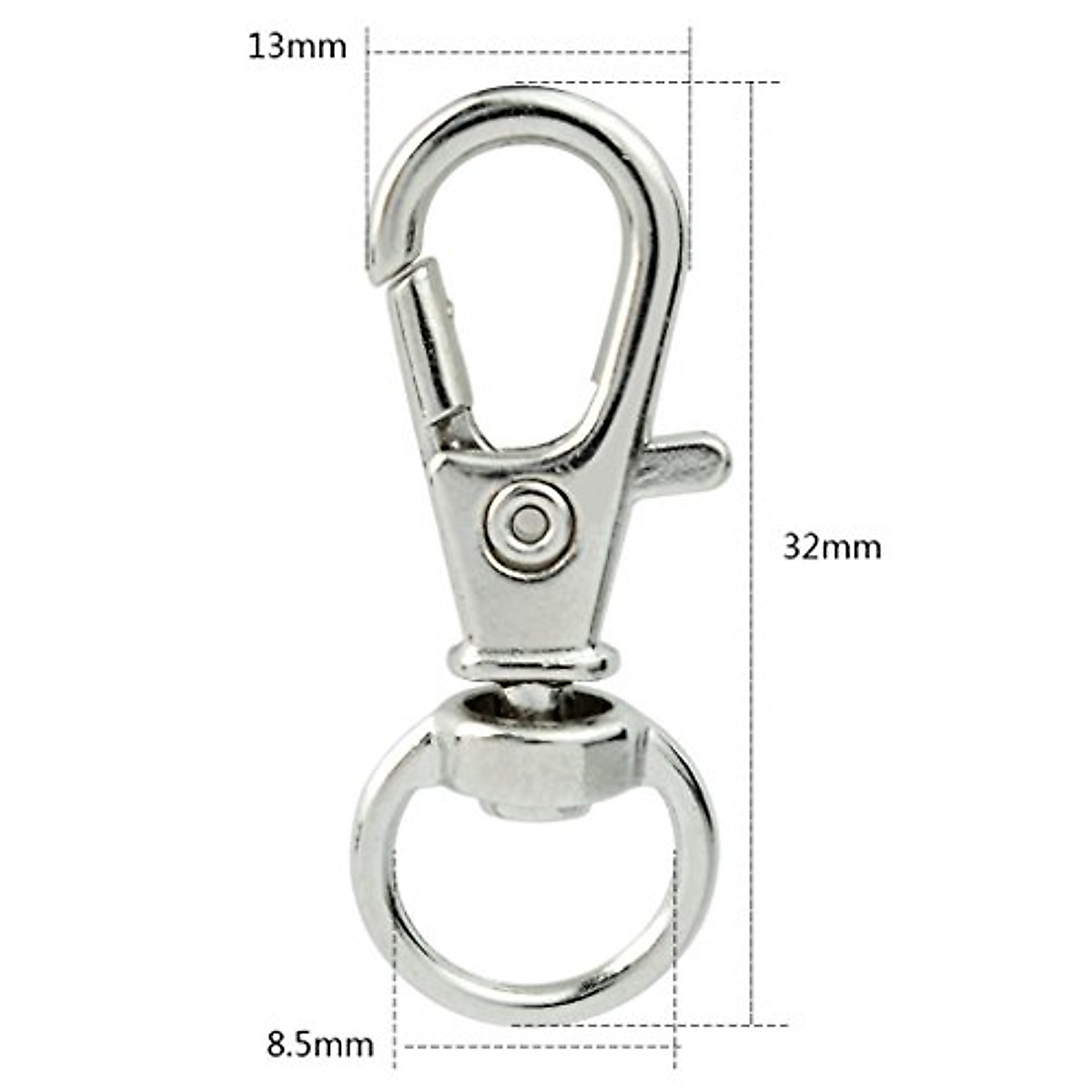 50 pcs Swivel Clasps Lanyard Snap Hook,cnomg Metal Swivel Lanyard Snap Hook Lobster Claw Clasp(Sliver)